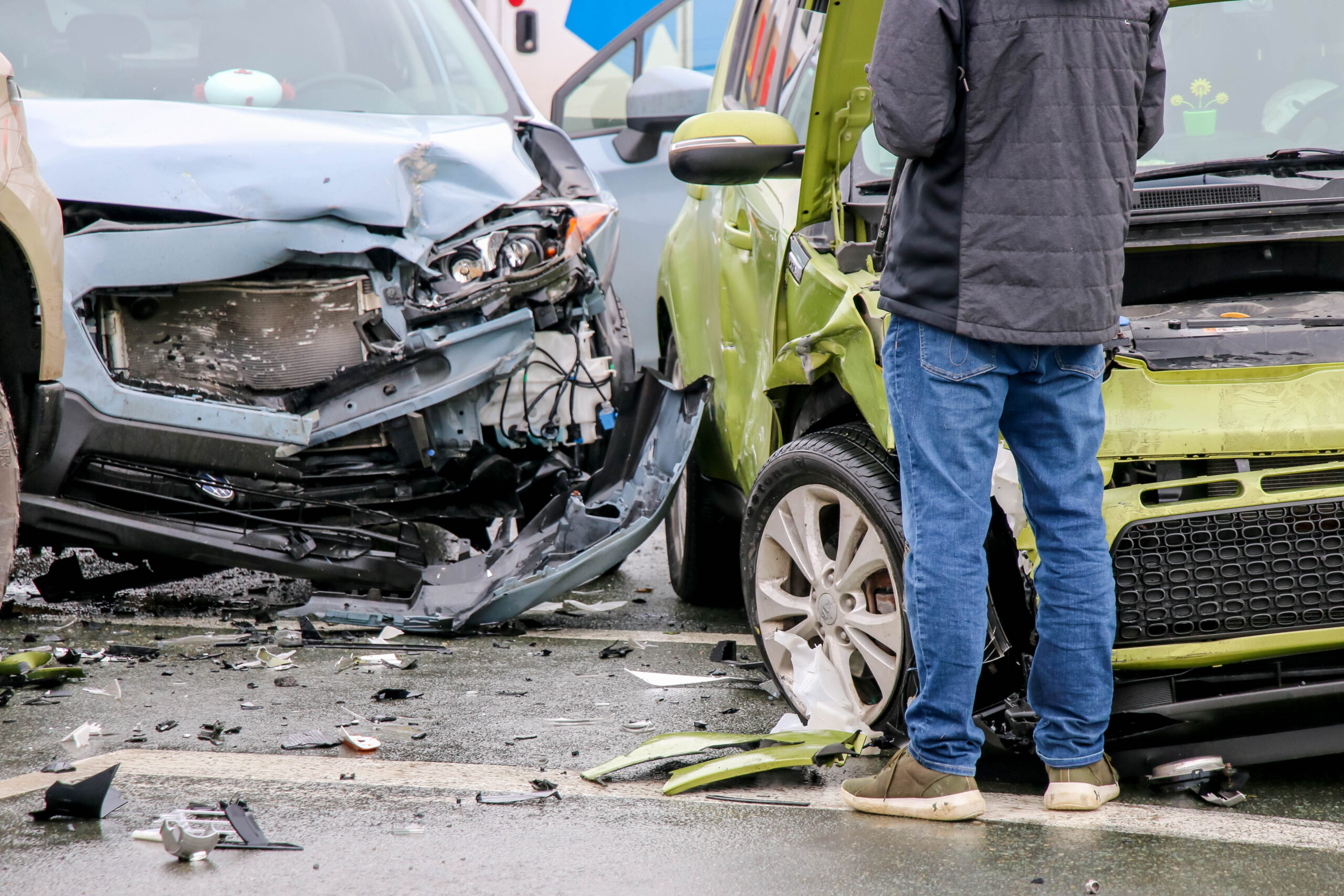 Collision on busy thoroughfare causes significant damage, but no ...