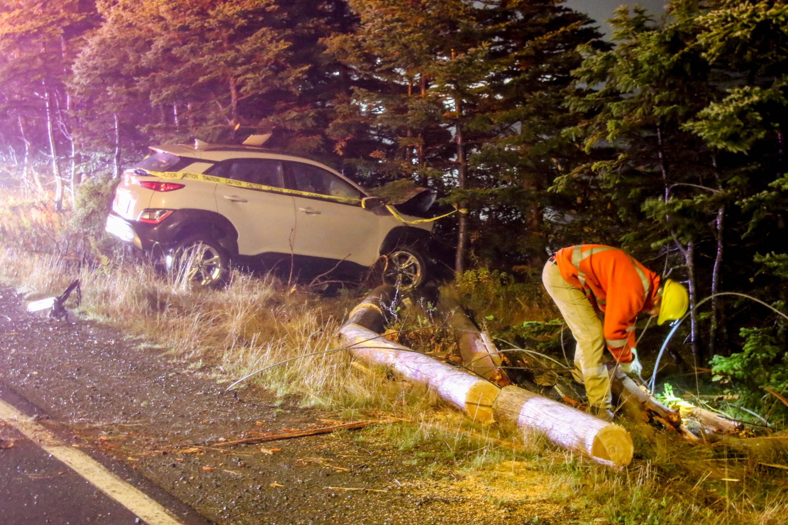 Single-vehicle crash snaps utility pole, sends at least one to hospital ...