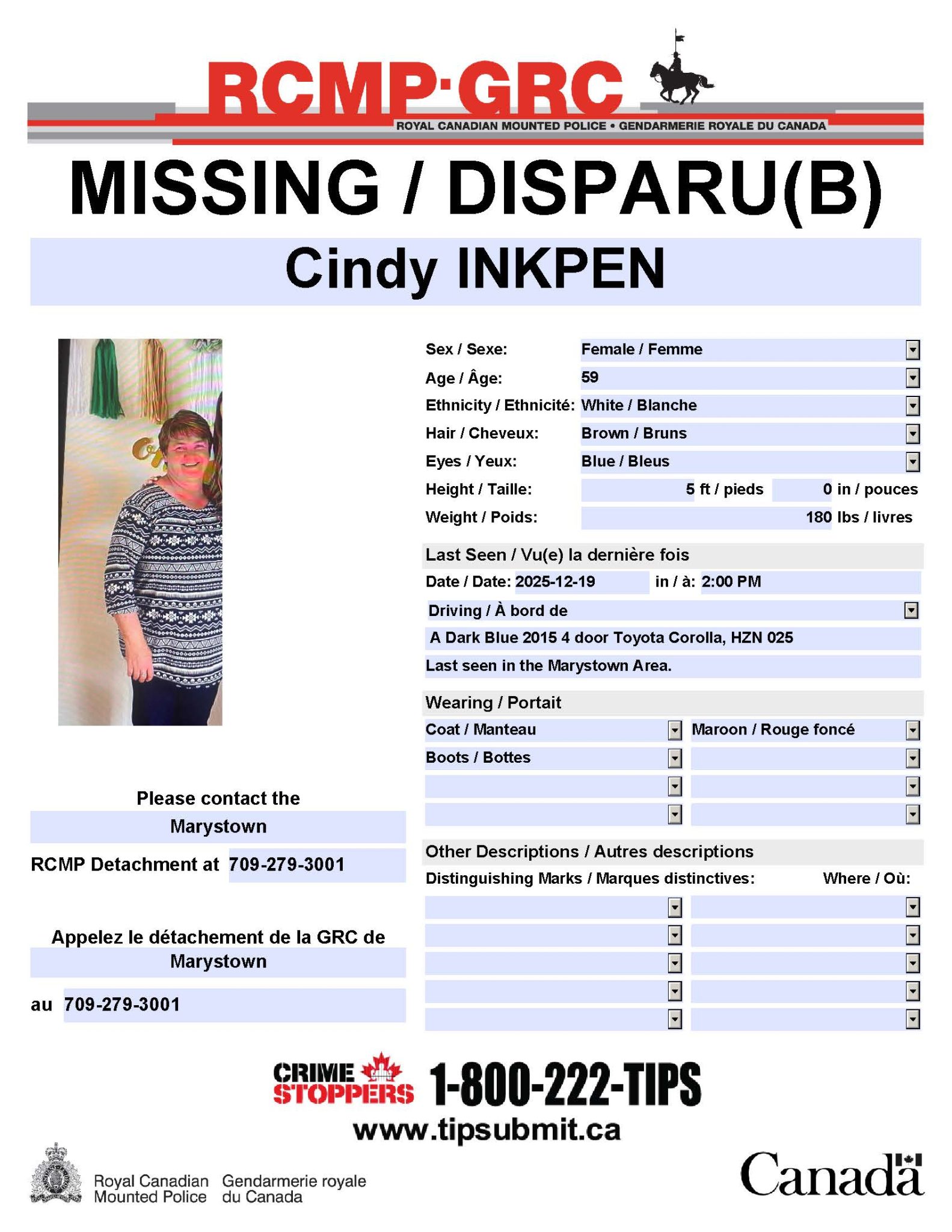 Burin Peninsula RCMP asking for assistance locating Cindy Inkpen - NTV ...